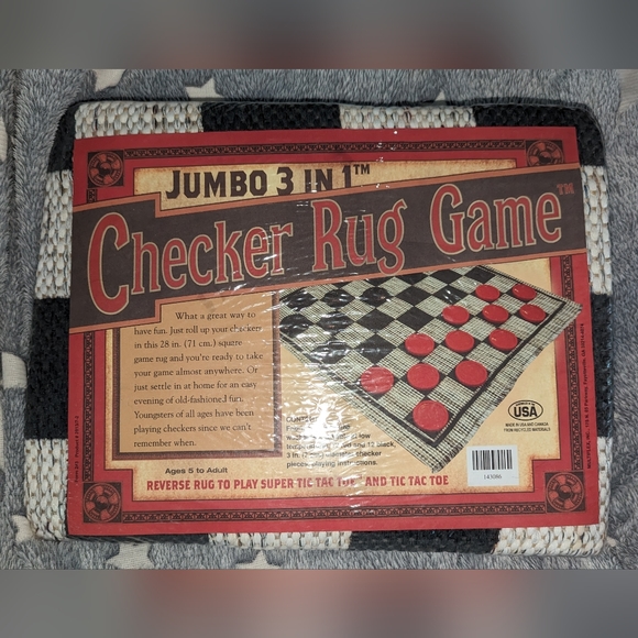 Toys | New Jumbo 3 In 1 Checker Tictactoe Rug Game 28 Sealed | Poshmark